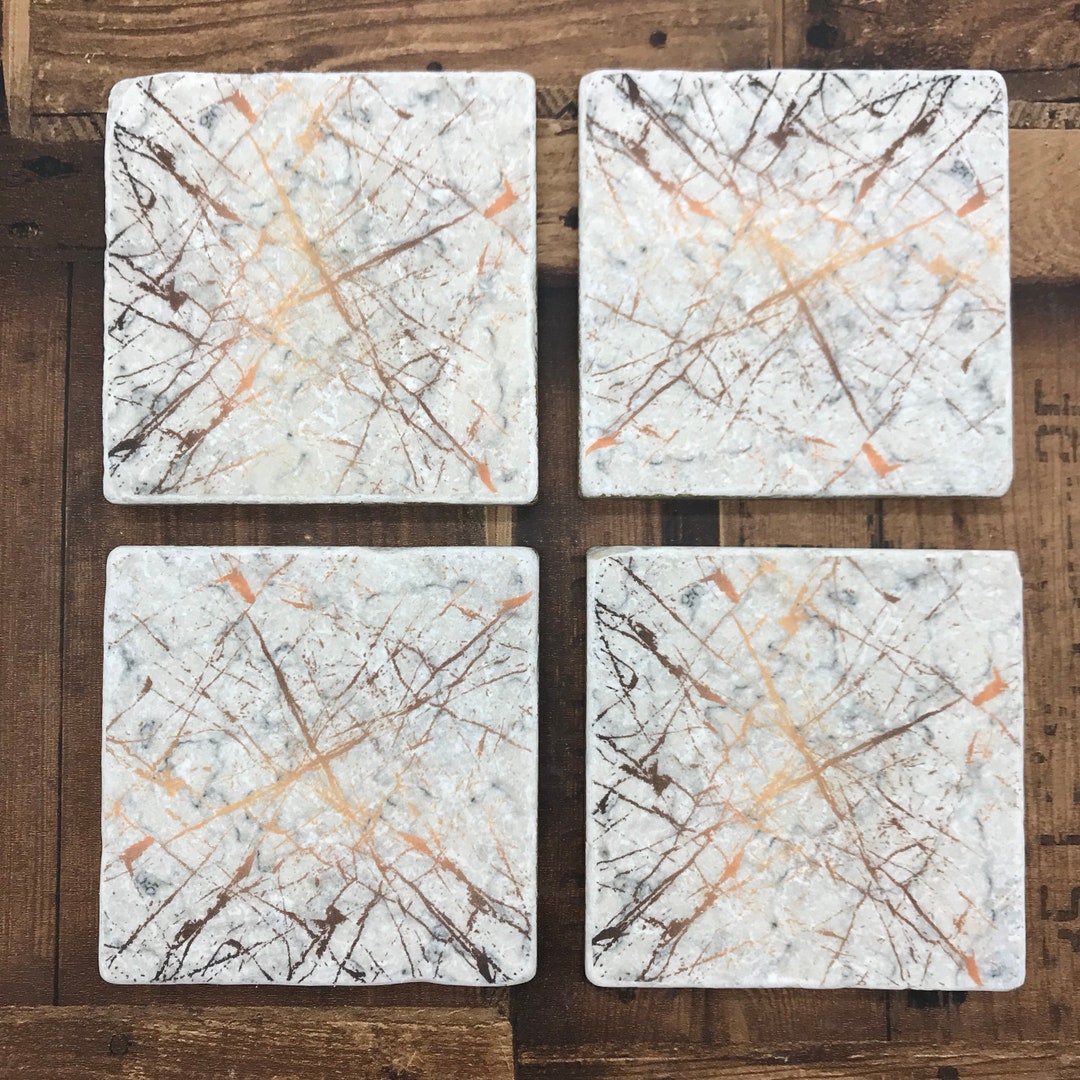 Gold Marble Stone Coasters Finished With a Gold Edging - Etsy