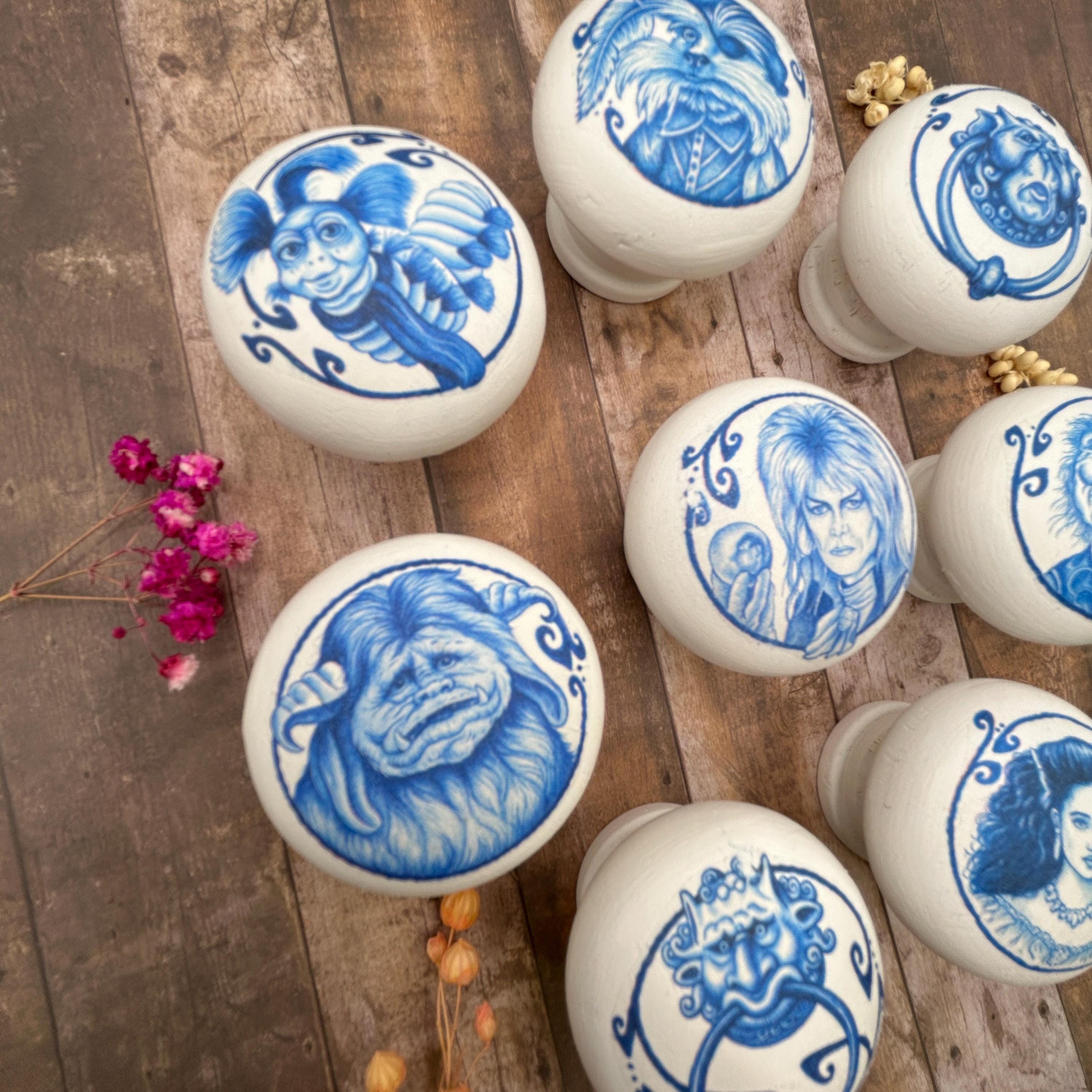 Labyrinth Drawer Knobs, Hand Painted Pine With Movie Characters, Ludo ...