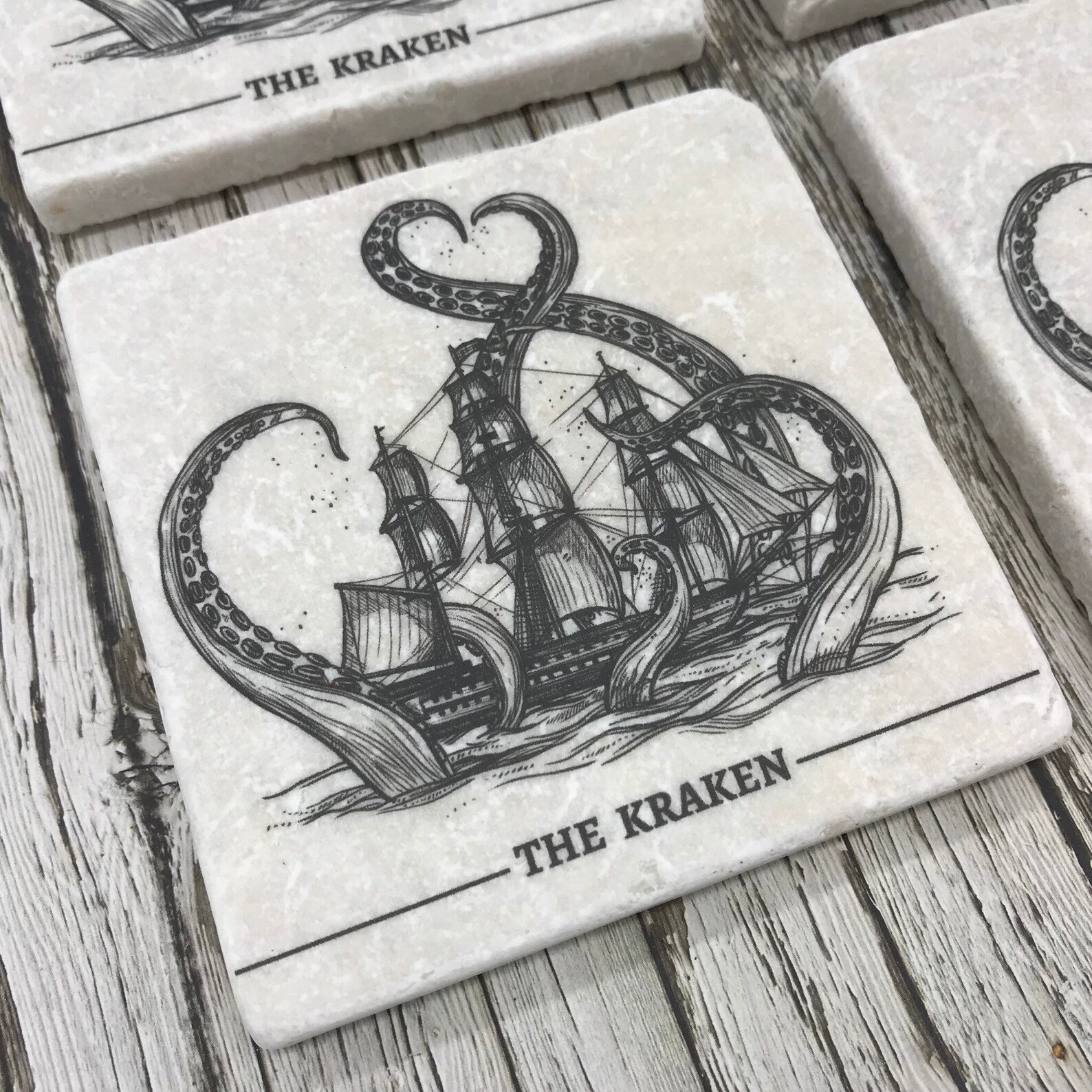 Release the Kraken Rum Natural Stone Coasters | Etsy