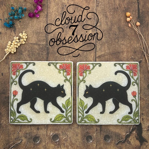 Decor Tiles Black Cats - Etsy UK