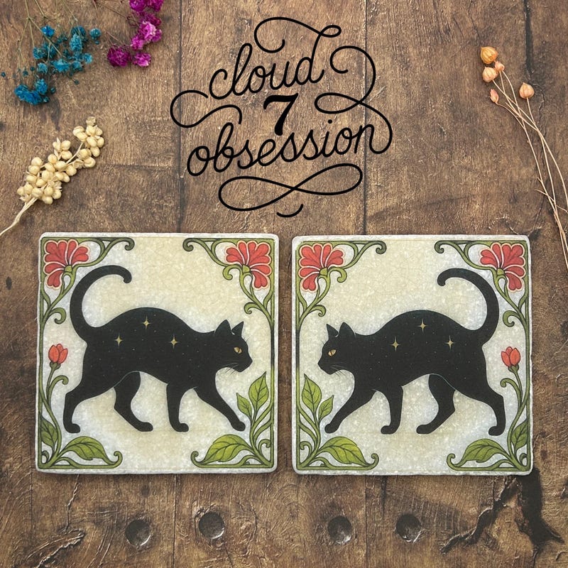 Decor Tiles Black Cats - Etsy UK