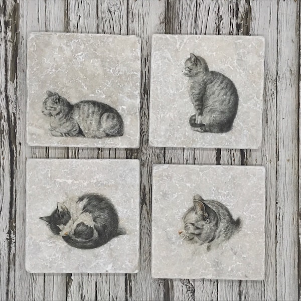 Cat Stone Coasters - Etsy