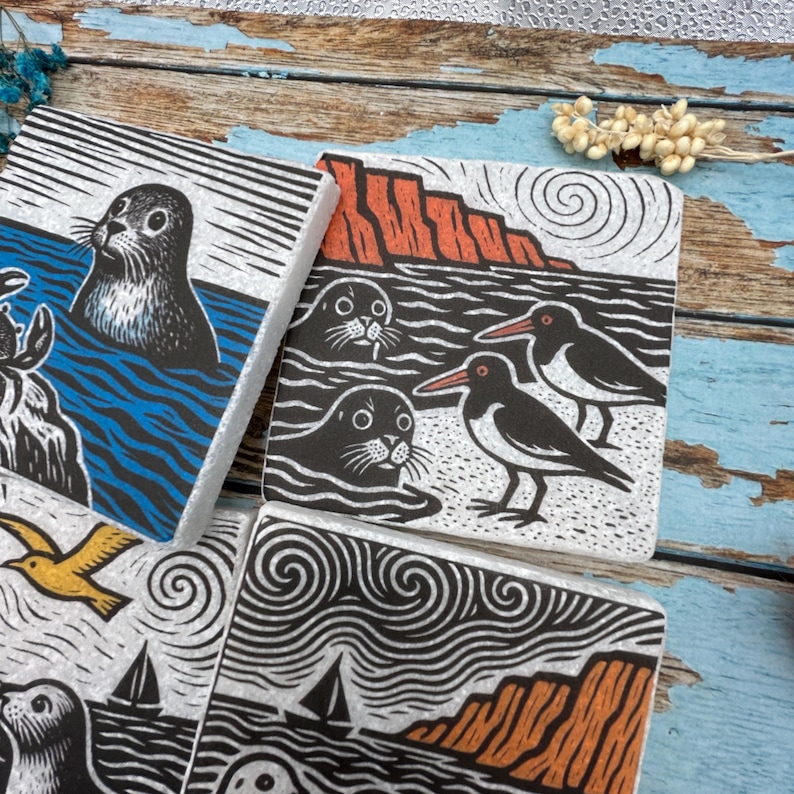 Coastal Wildlife Seals Natural Stone Coasters - Etsy