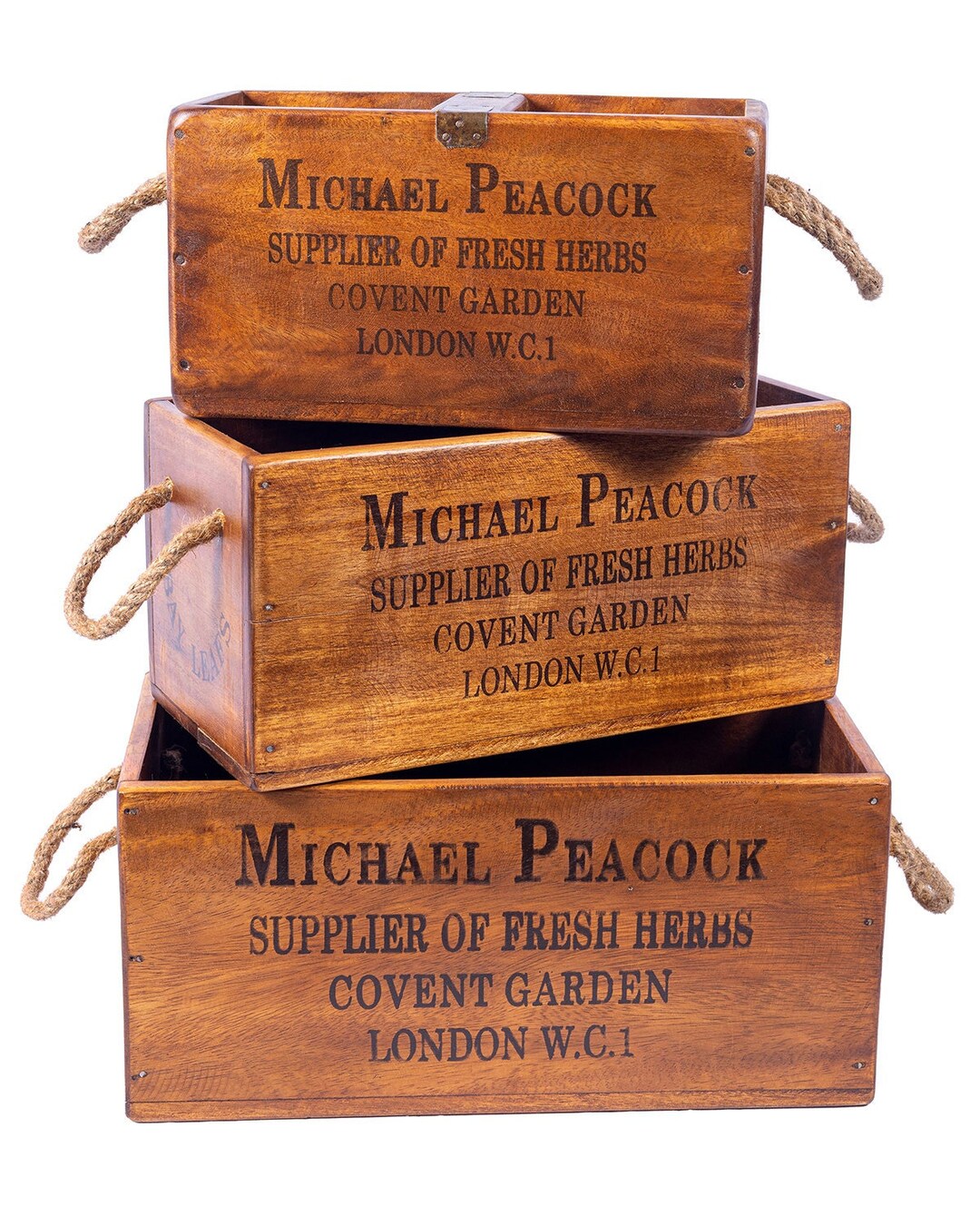 Set of 3 Nesting Wooden Vintage Rectangular Fish Boxes With - Etsy