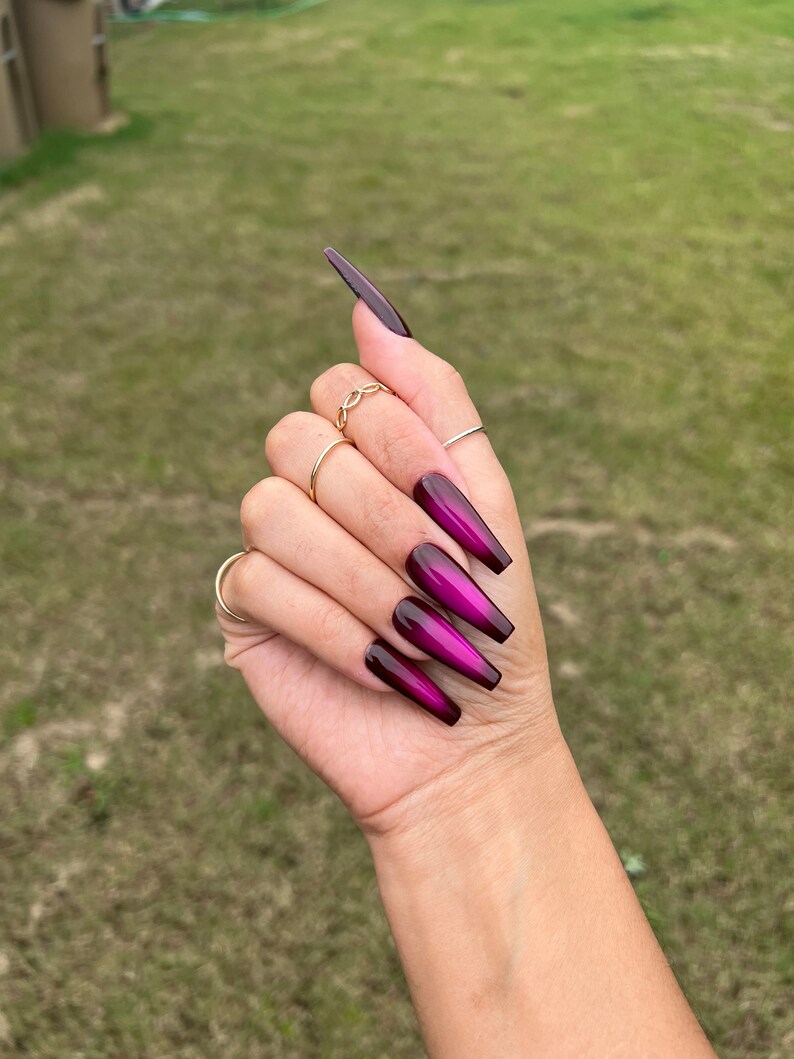 Tinted Cat Eye Polish Wine Glossy Matte Handmade - Etsy