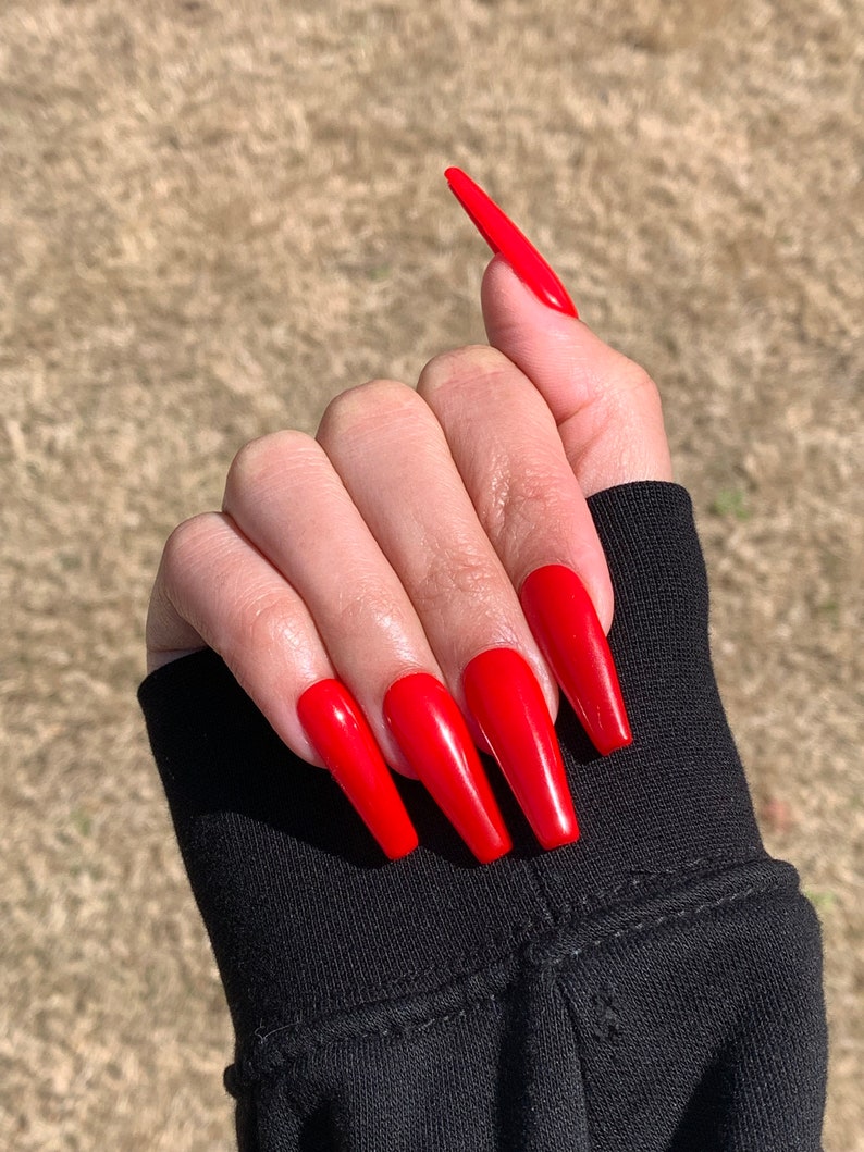 Red Bottoms | Red Polish | Handmade | Press on Nails - Etsy