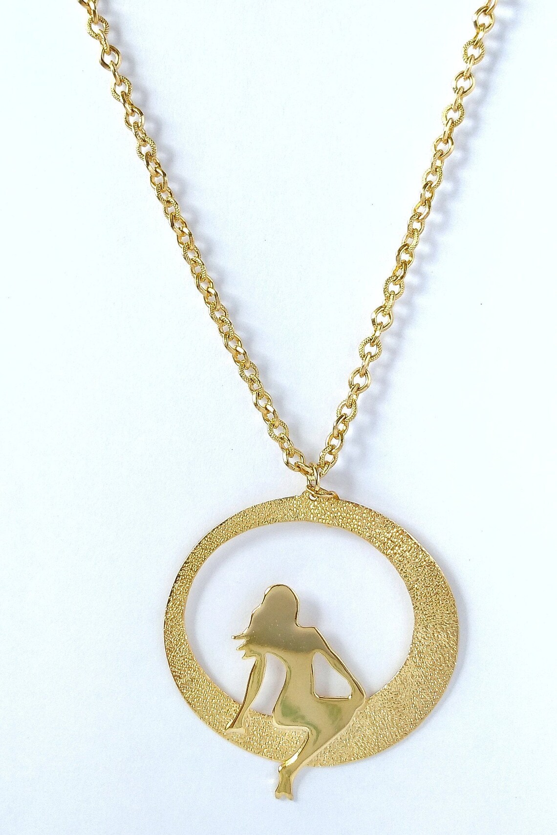 Unique Jewelry Set, Big Pendant Necklace With Earrings and Ring, Golden ...