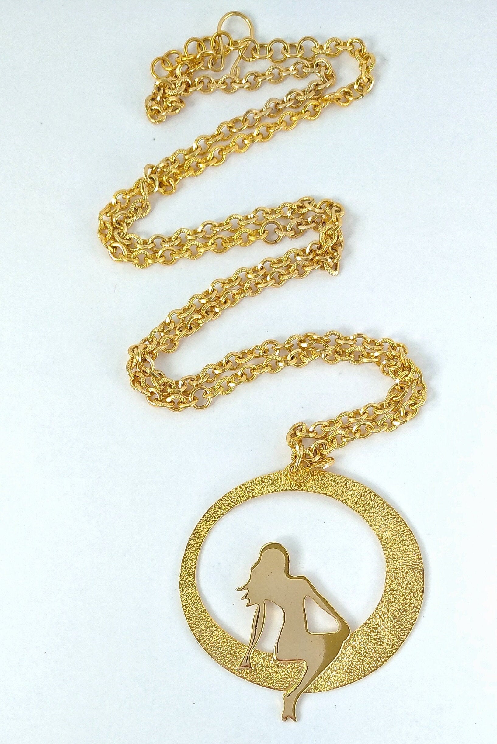 Unique Jewelry Set, Big Pendant Necklace With Earrings and Ring, Golden ...