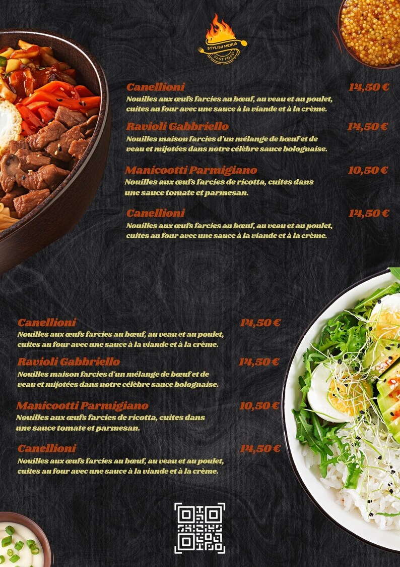 Modern Italian Menu Template | A4 US Letter | Editable Pasta Menu on ...