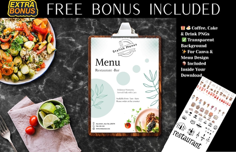 Minimalist Restaurant Menu Template – A4 Canva Editable – for Café ...