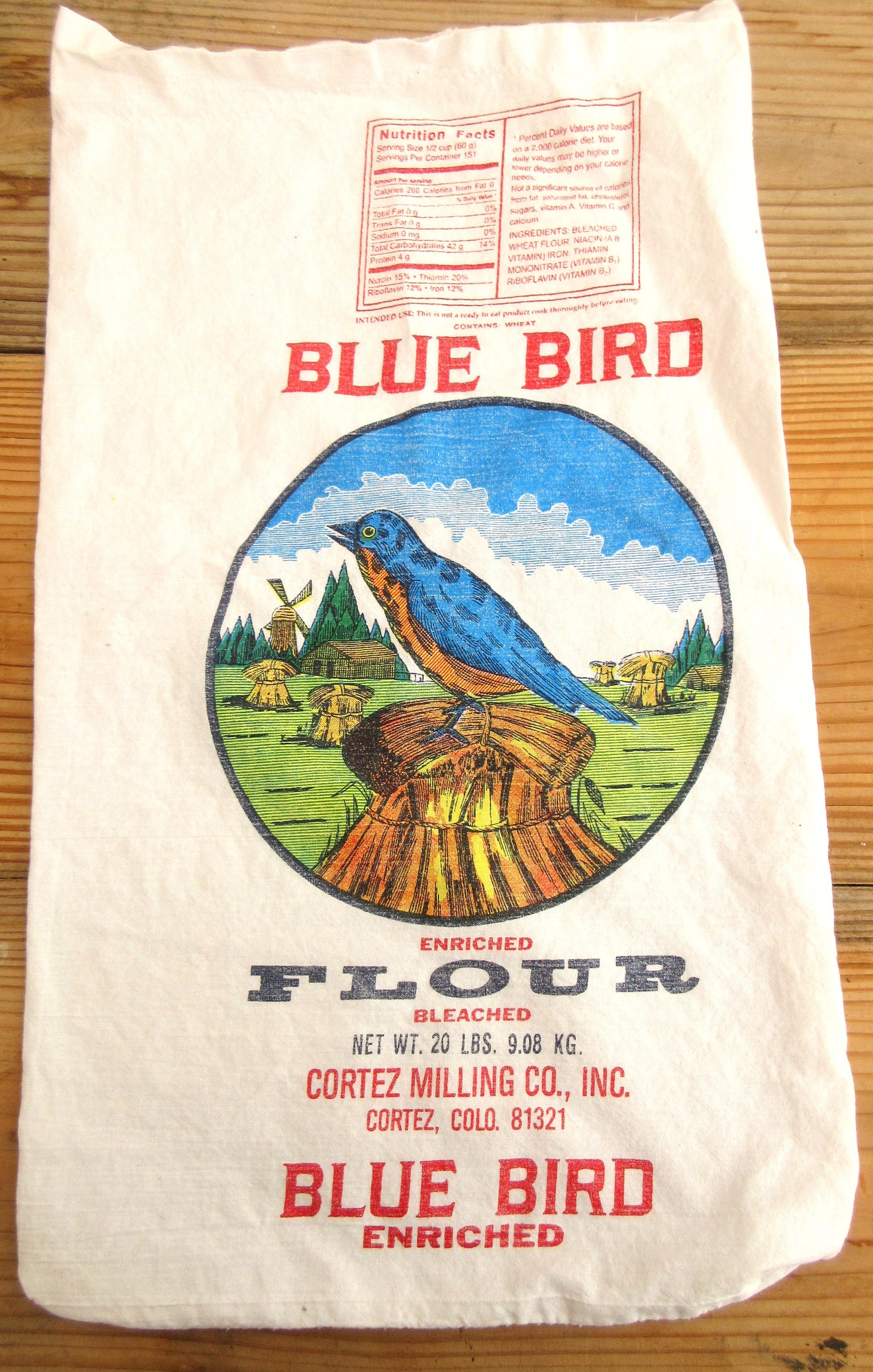 Empty Blue Bird Flour Sacks - 5lb 10lb 20lb 50lb - Cortez Milling ...