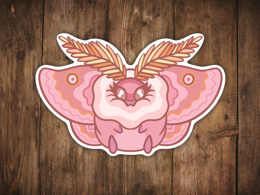 Cute Pink Moth Sticker - Etsy