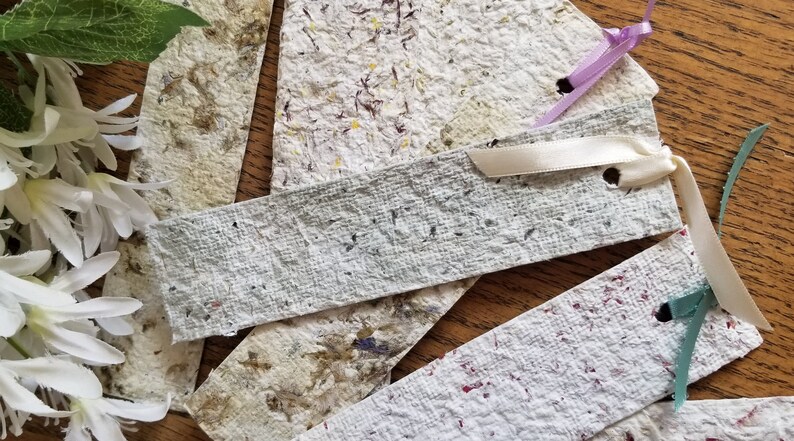 Beautiful DRIED FLOWER PAPER Bookmarks-handpressed 100% Recycled Paper ...