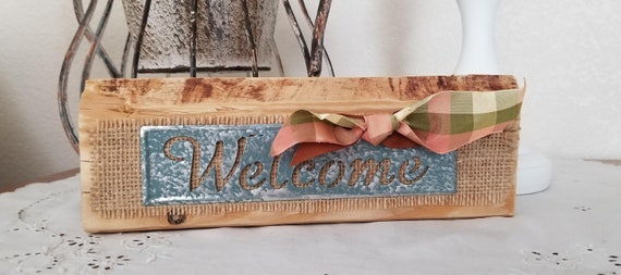Rustic WELCOME Sign Live Edge Wood Sign Mountain Cabin - Etsy