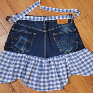 Pretty Distressed Levi Denim Apron Ruffled Farmhouse Apron Handmade ...