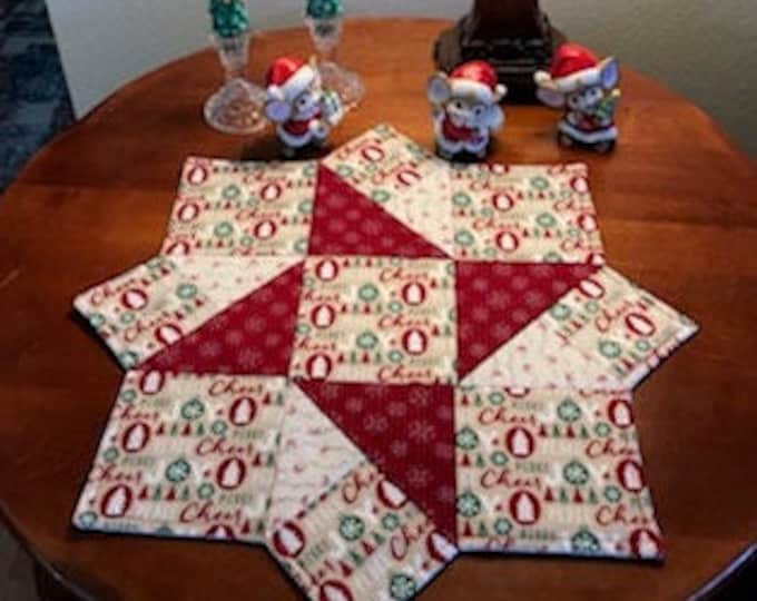 QUILTED CHRISTMAS STAR Table Runner Christmas Table Topper Quilted ...