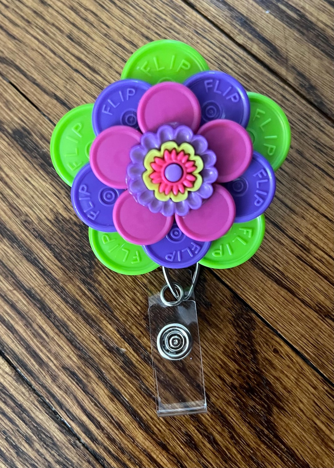 Bright Groovy Flower Medicine Vial Cap Badge Reel - Etsy