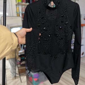 Sparkling Catsuit With Sew on Big Rhinestones - Etsy