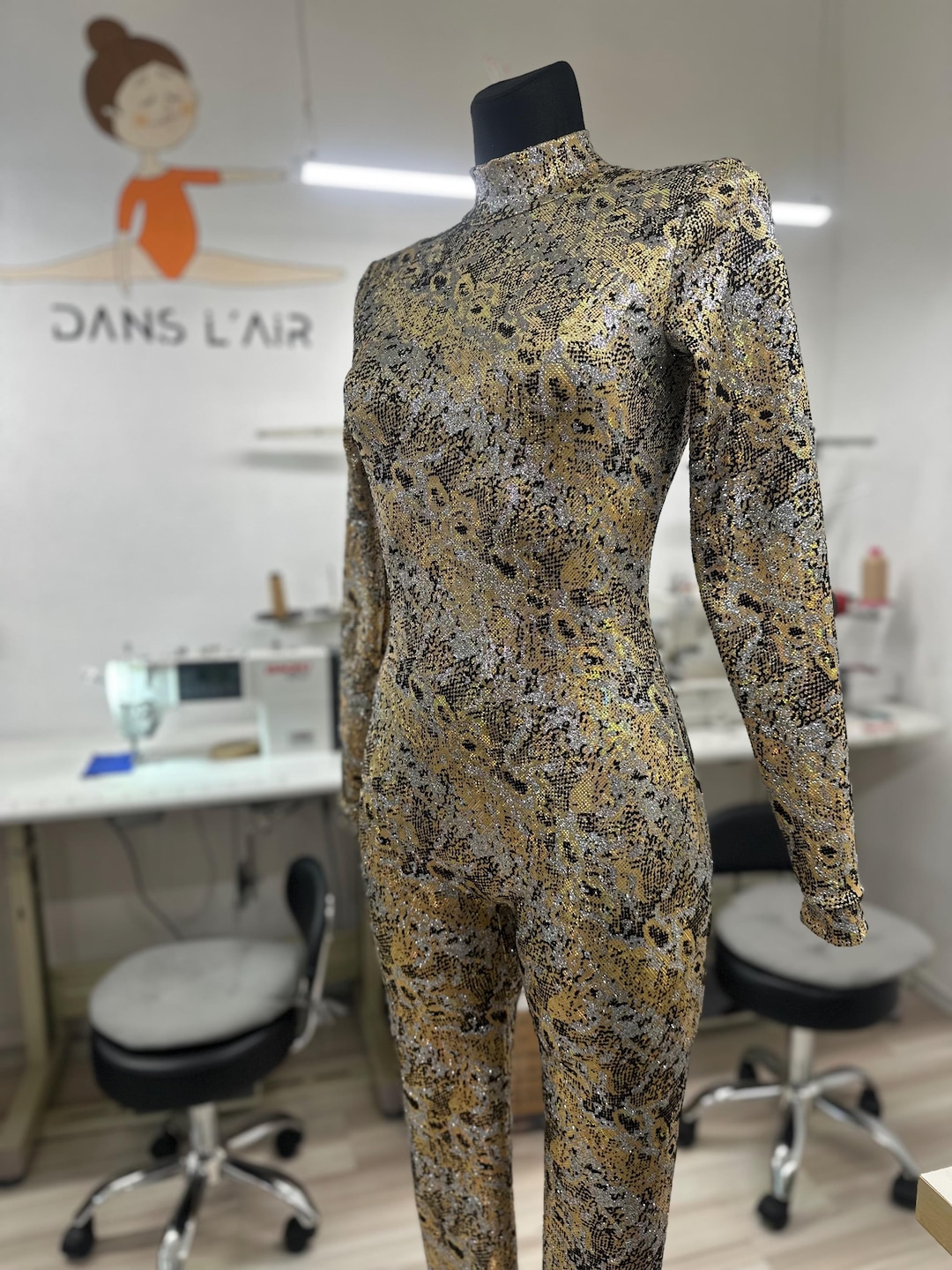Gold Python Snake Hologram Spandex Women Leotard for Aerialsilks ...