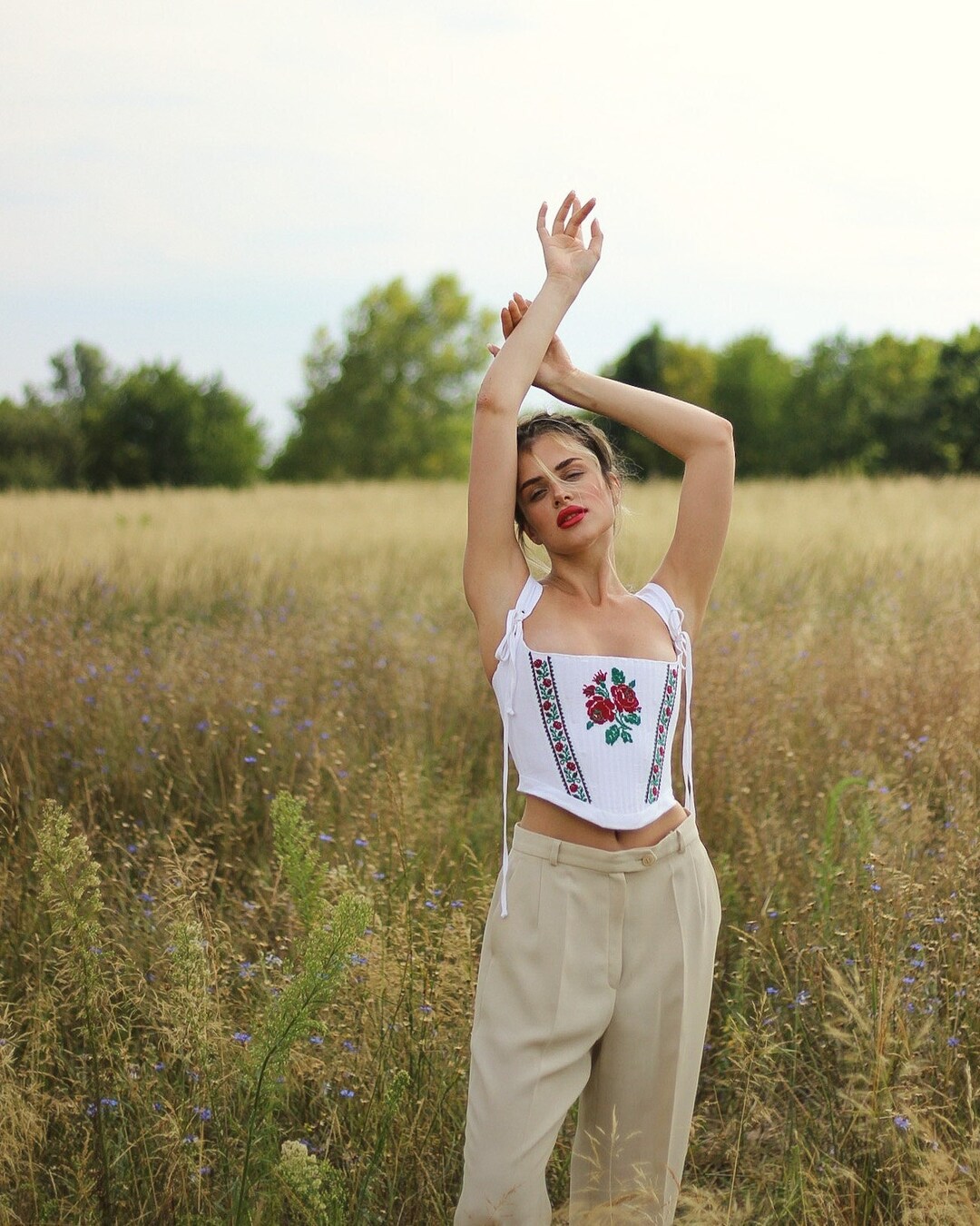 Corset Top With Embroidery, Linen Corset, Modern Urban Corset Top, Boho ...