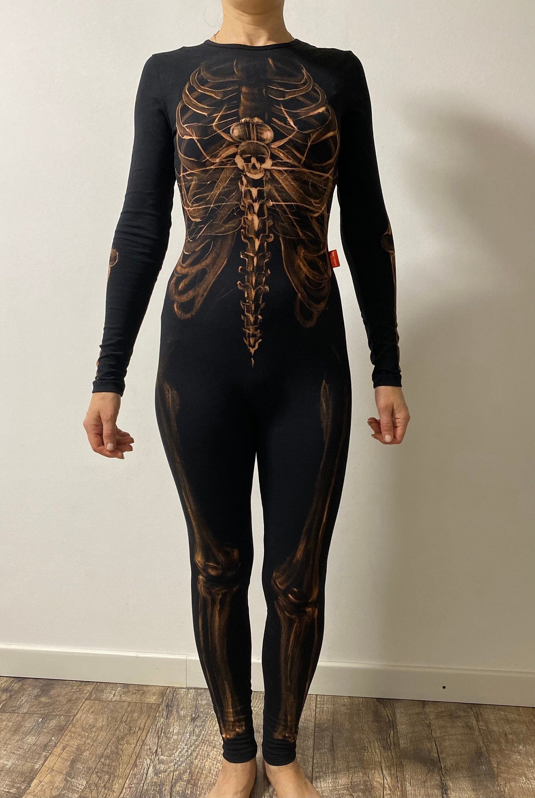 Hand Bleach Painted Skeleton Costume: Cotton Halloween Leotard - Etsy