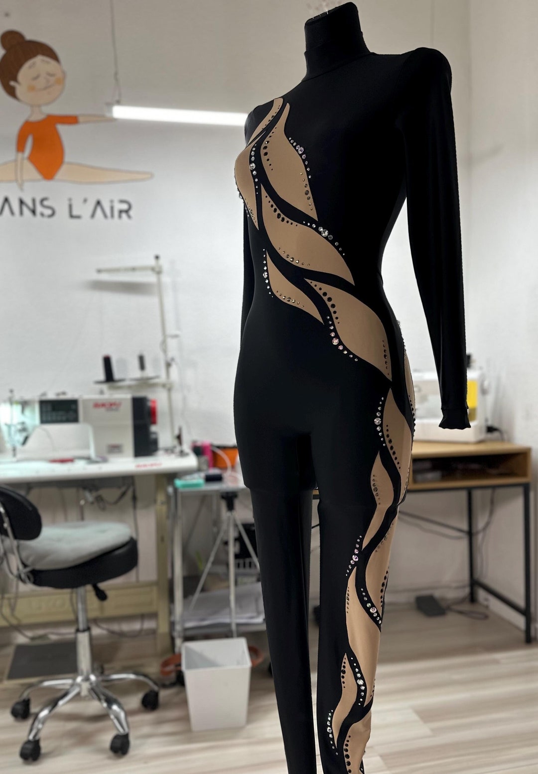 Rhinestone Leaves Leotard: Aerial Silks, Fire Show Performance Costume ...