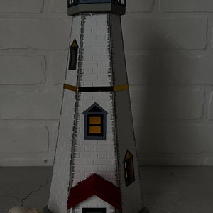 Lighthouse With Battery Operated Tea Lights and Beach Card With ...