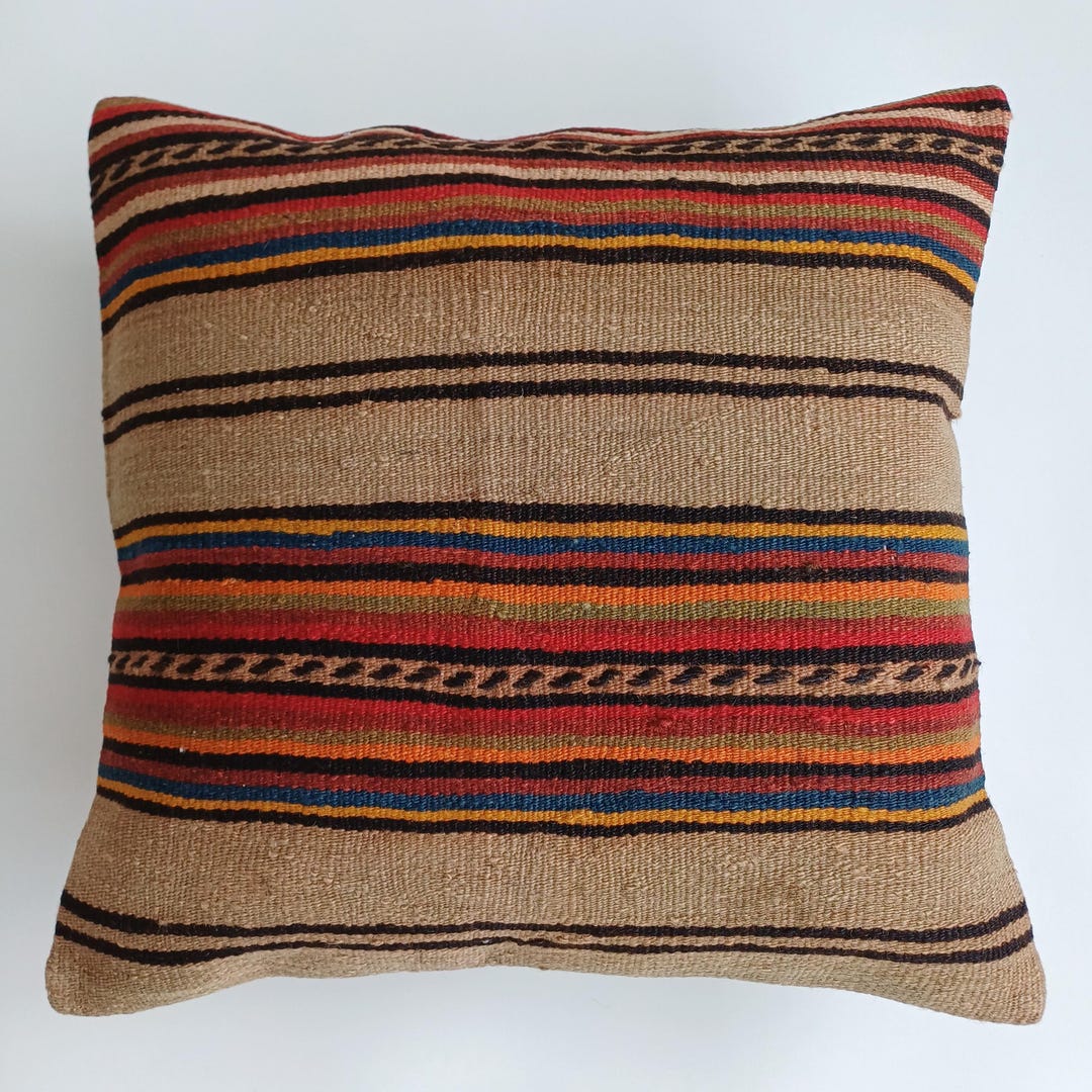 Vintage Cushion Cover, Worn Out Antique Style Rug Cushion, Turkish ...