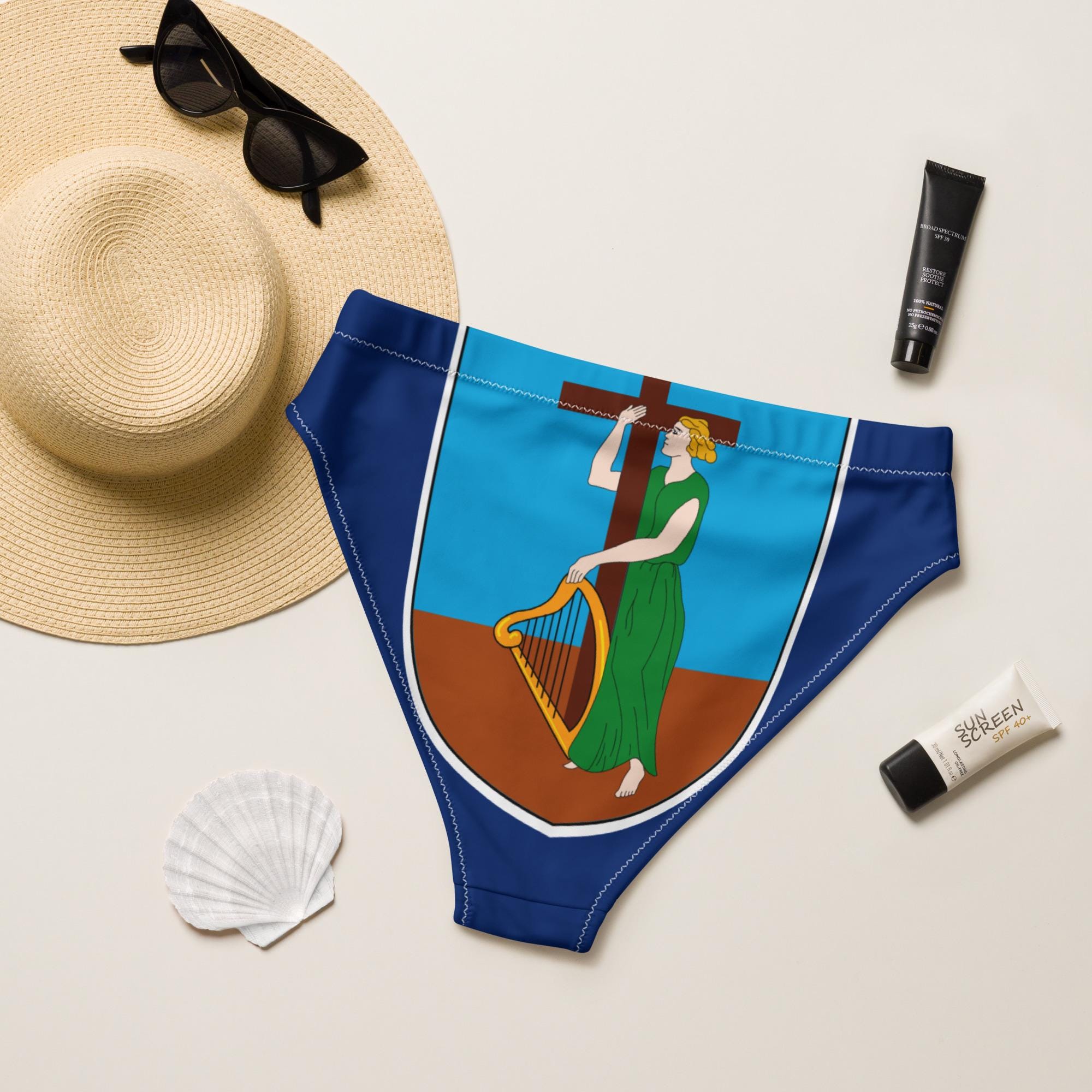 Montserrat High Bikini Waisted, Coat of Arms, Flag, Summer, Swimwear ...
