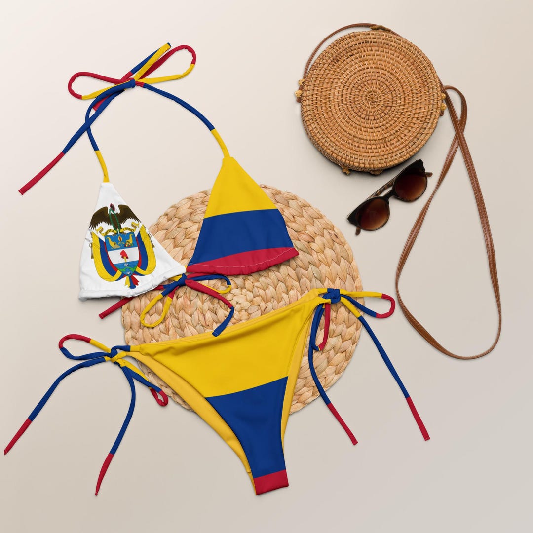Colombia String Bikini, Coat of Arms, Flag, Summer, Swimwear, Caribbean ...