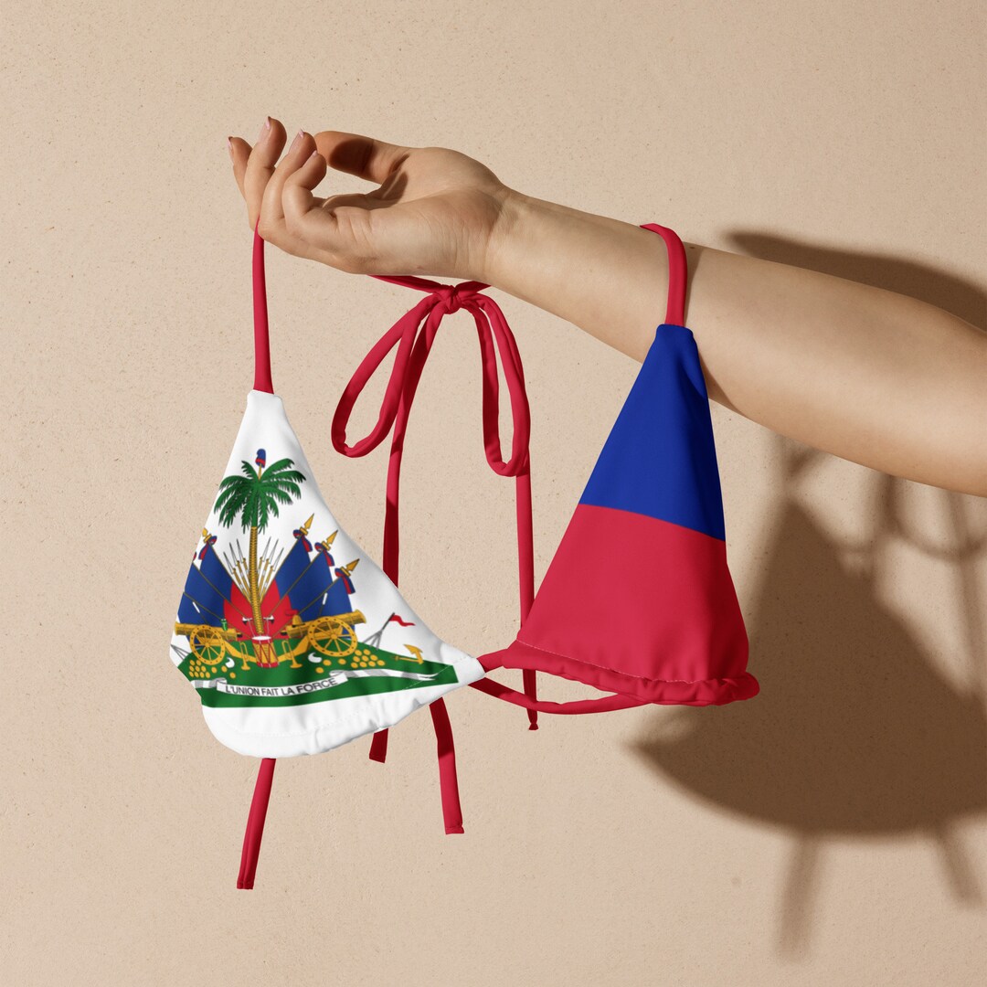 Haiti String Bikini Top, Coat of Arms, Flag, Summer, Swimwear ...