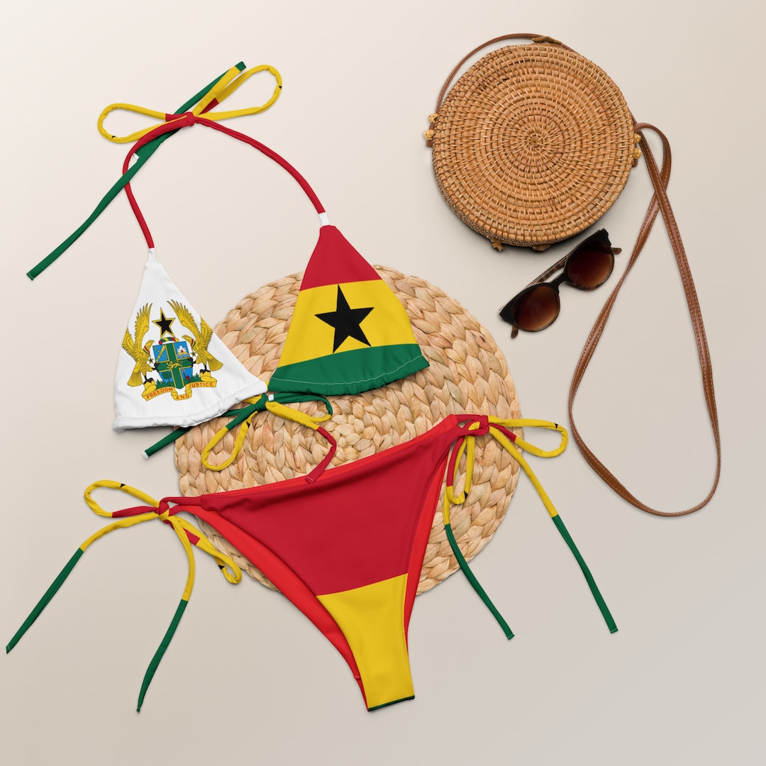 Ghana String Bikini, Coat of Arms, Flag, Summer, Swimwear, Caribbean ...