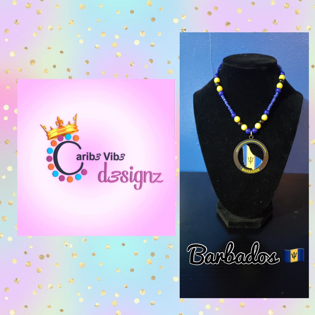 Barbados Map Flag Chain - Etsy
