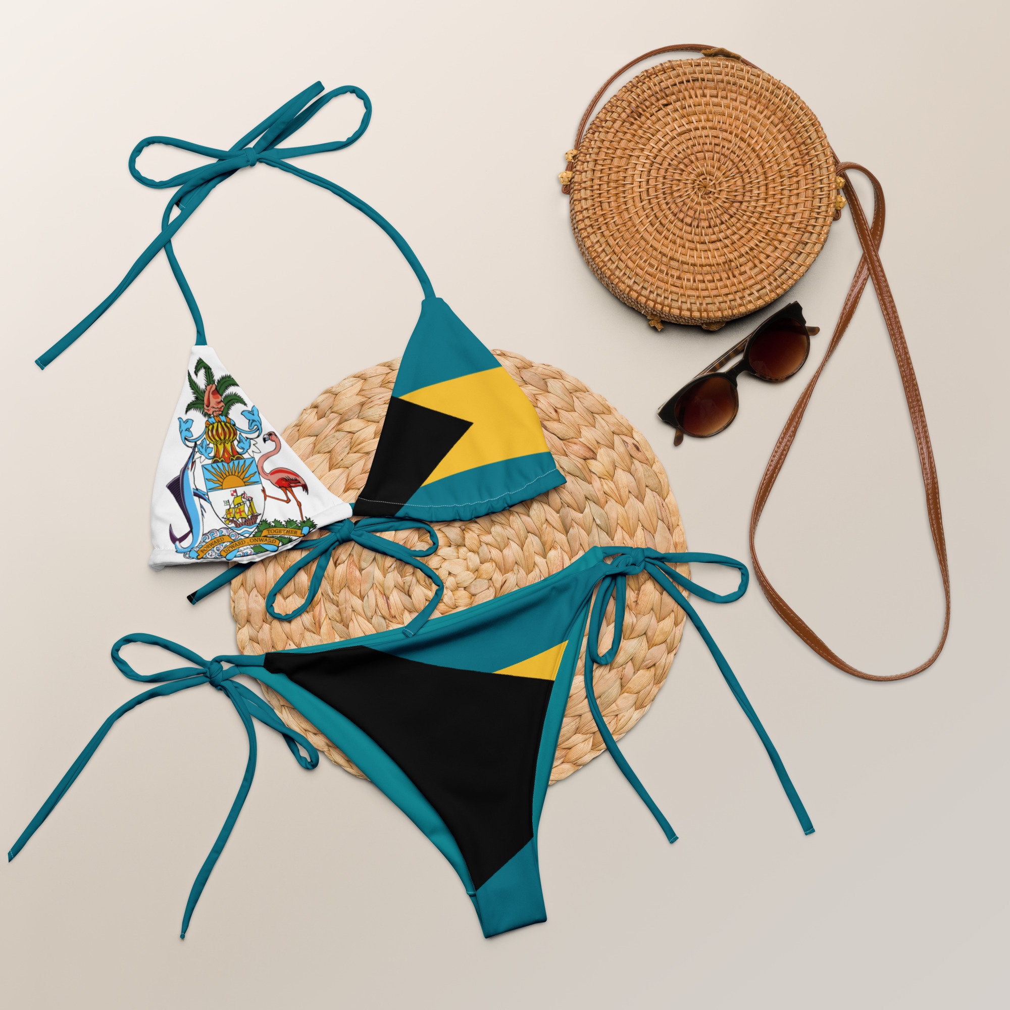 Bahamas String Bikini, Coat of Arms, Flag, Summer, Swimwear, Caribbean ...