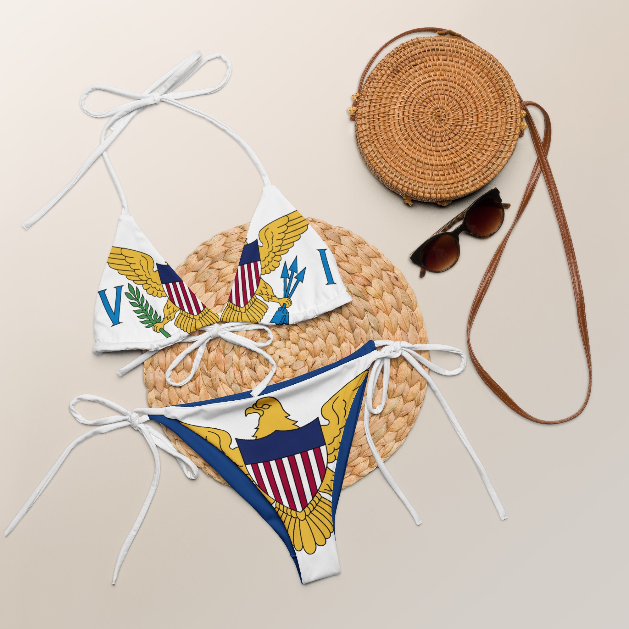 US Virgin Islands String Bikini, Coat of Arms, Flag, Summer, Swimwear ...