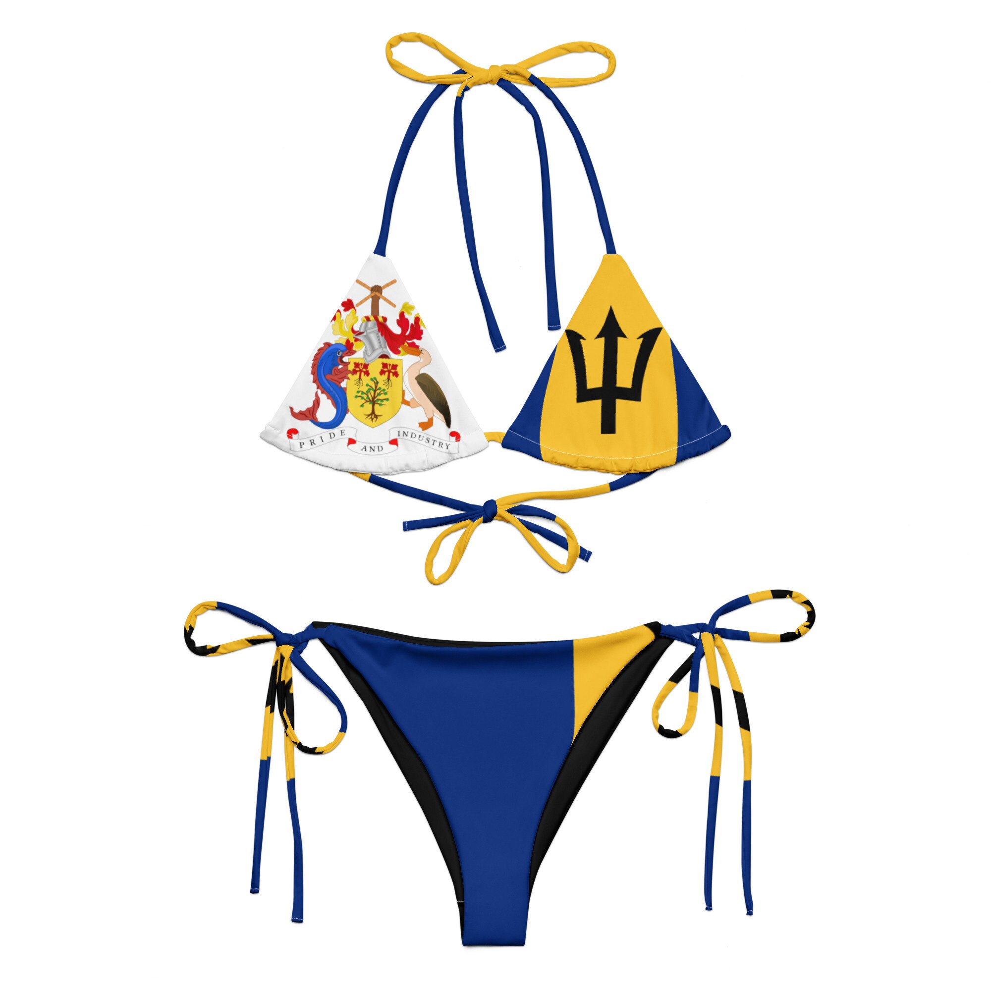 Barbados String Bikini, Coat of Arms, Flag, Summer, Swimwear, Caribbean, Bajan, Bathing Suit - Etsy
