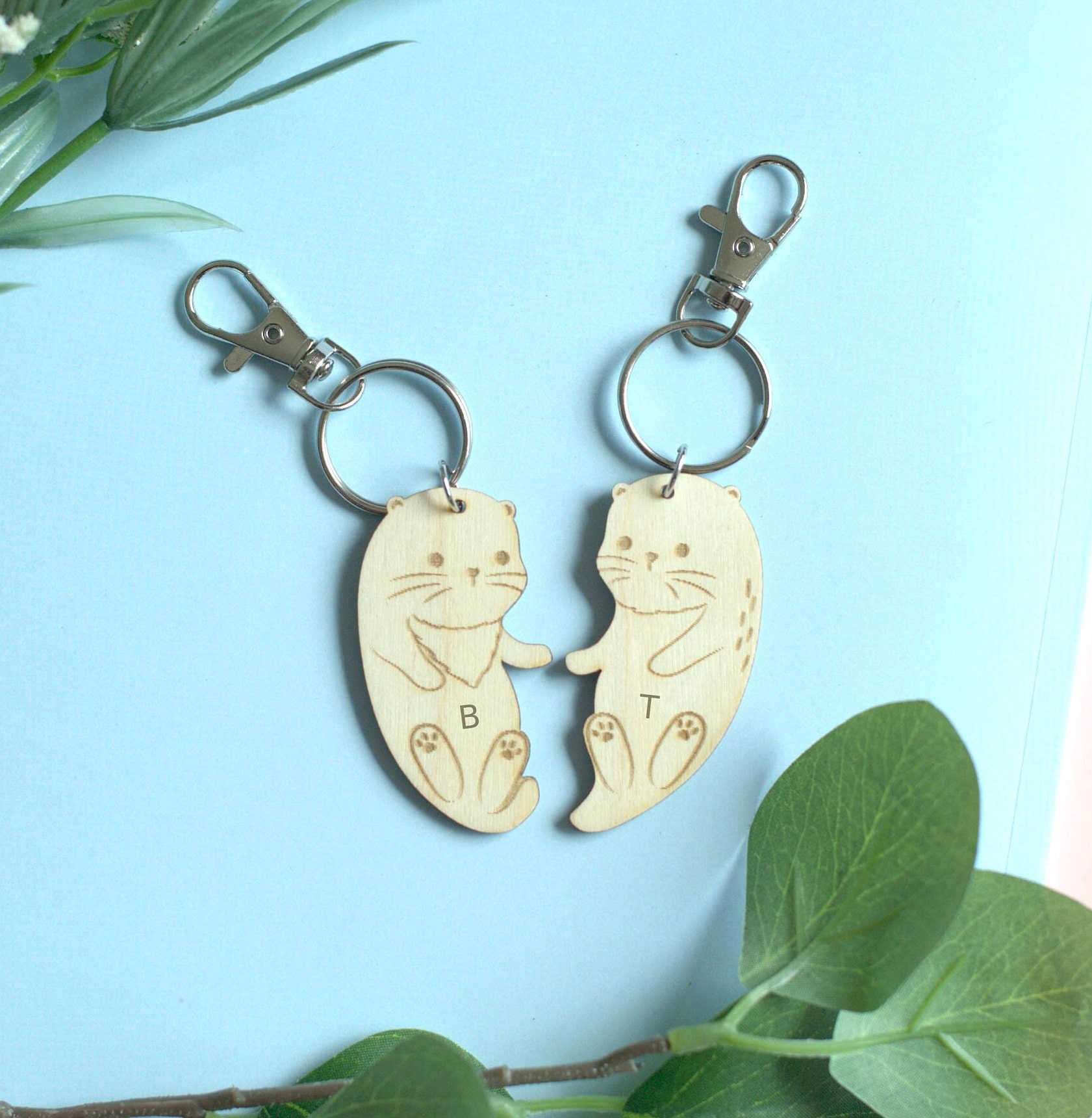 Couples Gift Keychain Set Interlocking Otter Keychain Gift for - Etsy