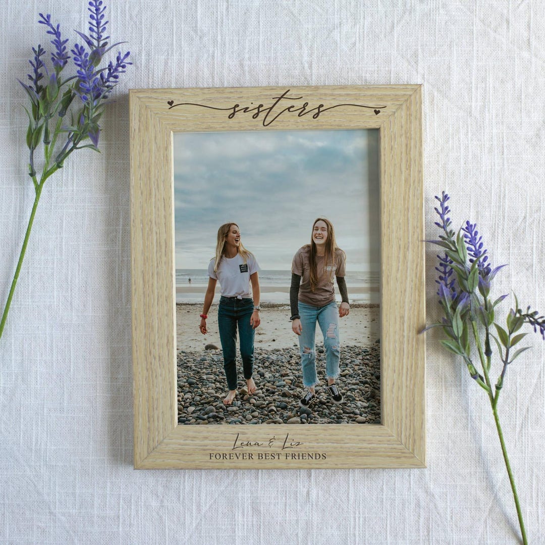 Personalized Sisters Photo Frame, Engraved Sisters Names, Custom ...