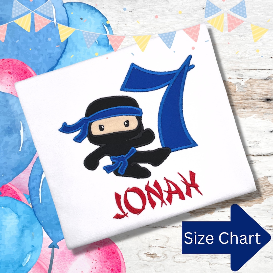 Ninja Birthday Shirt, Embroidered, Karate Party, Applique Number ...