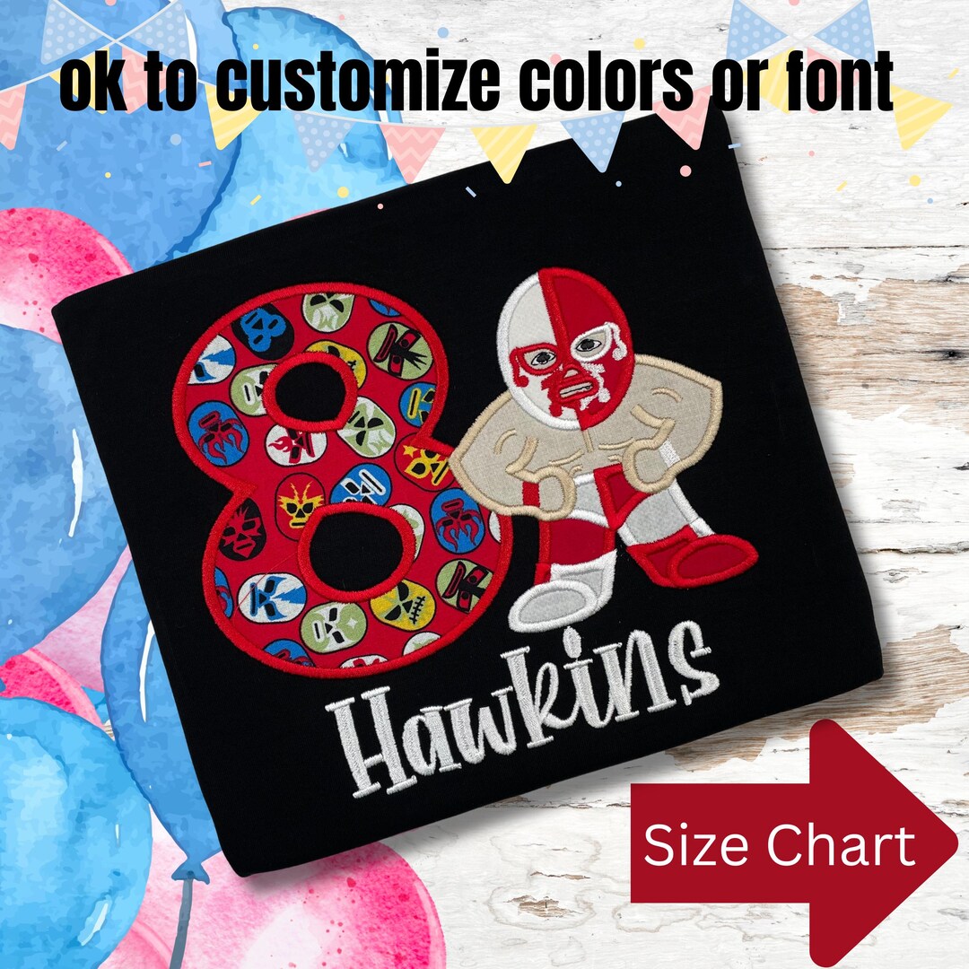Wrestling Birthday Shirt, Embroidered, Applique Number, Personalized ...