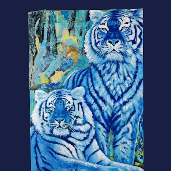 Blue Tiger Painting - Etsy