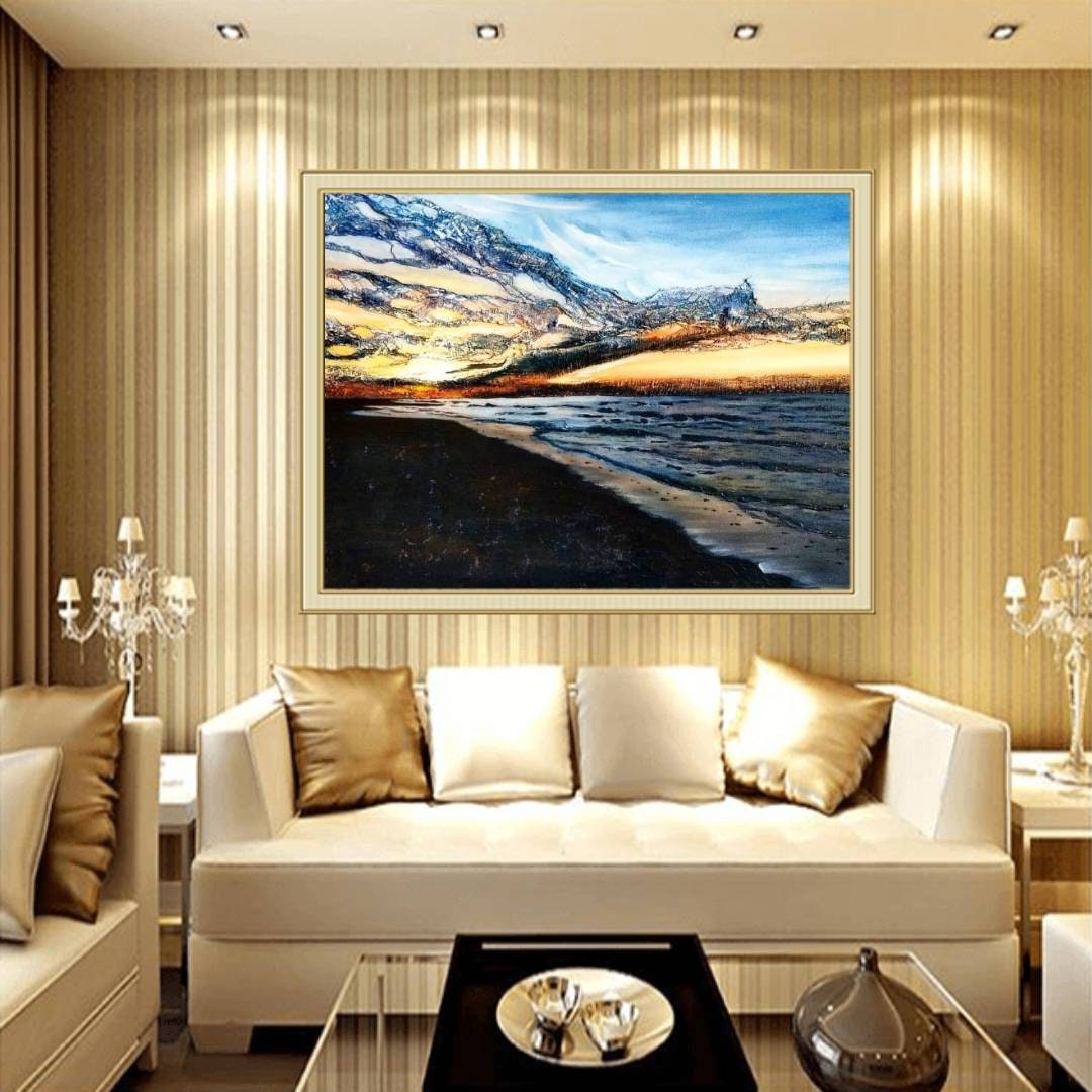 Luxury Gold Sunset. Original Oil Painting Made With Materials That Give ...