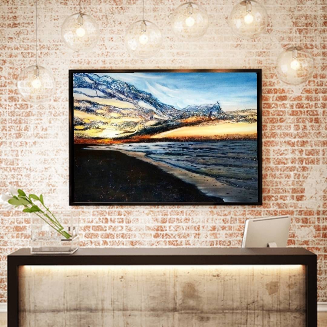 Luxury Gold Sunset. Original Oil Painting Made With Materials That Give ...