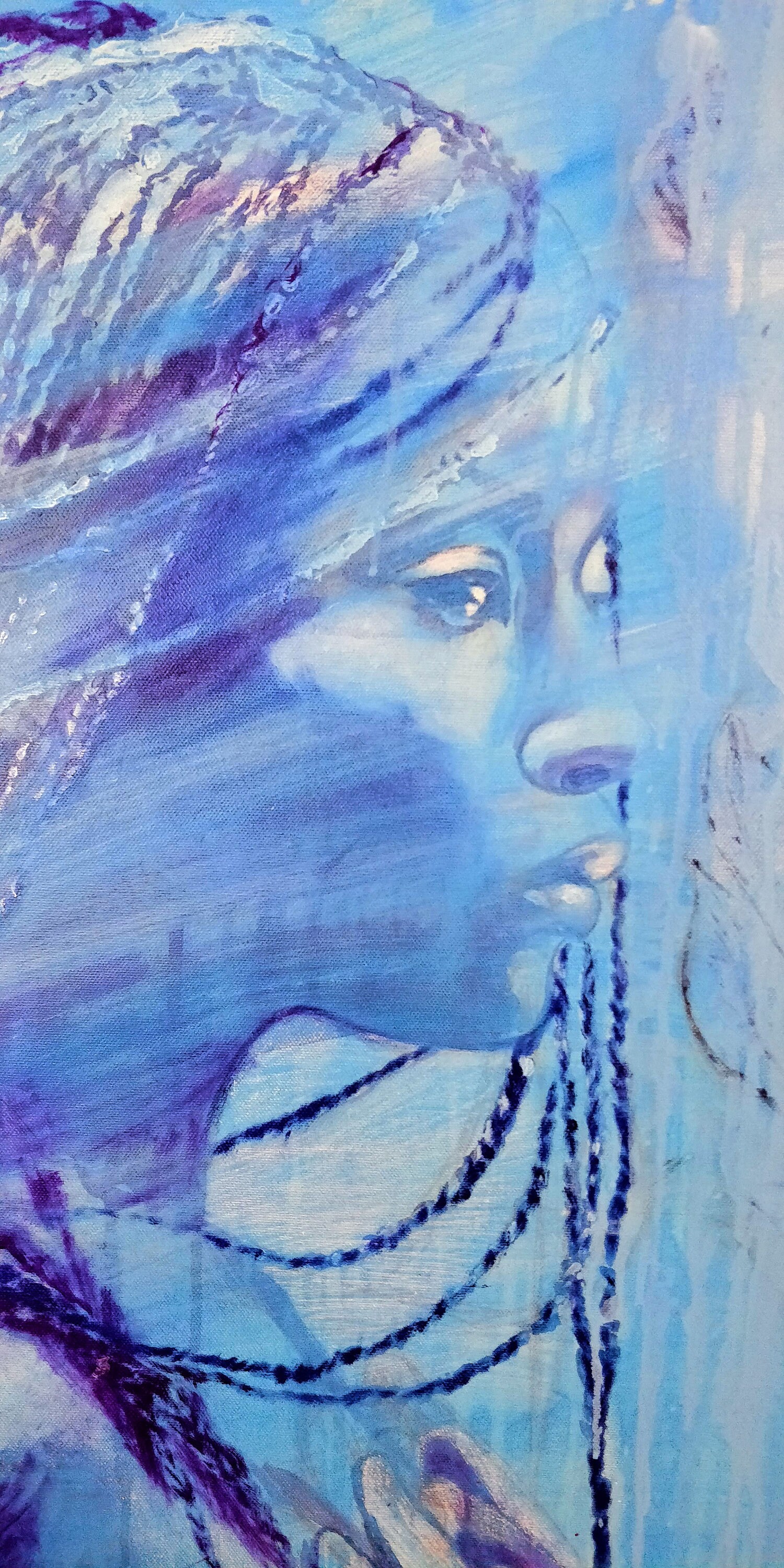 Nostalgia/ Dark & Light Blue Color/special Decorative Portrait/ Mixed ...