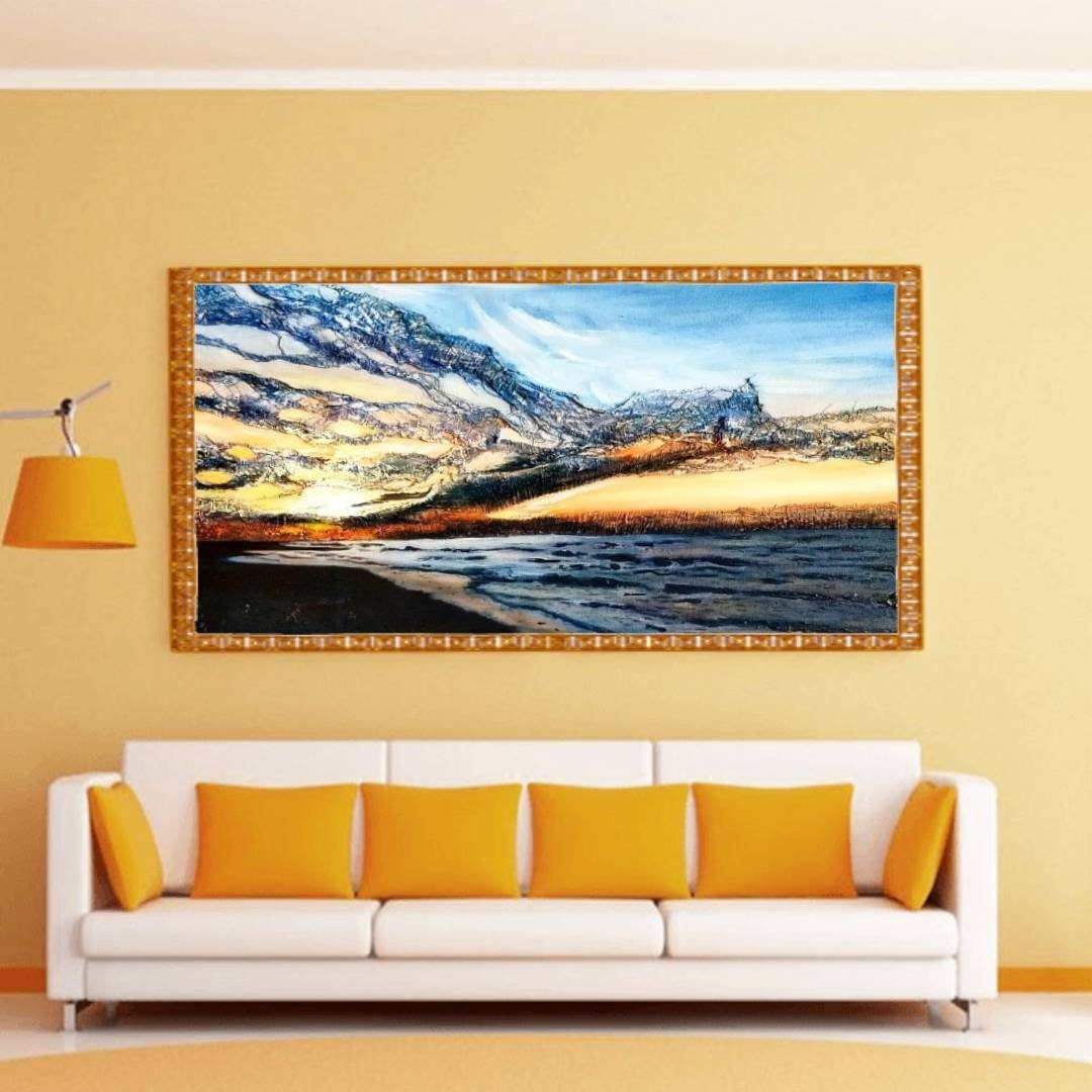 Luxury Gold Sunset. Original Oil Painting Made With Materials That Give ...
