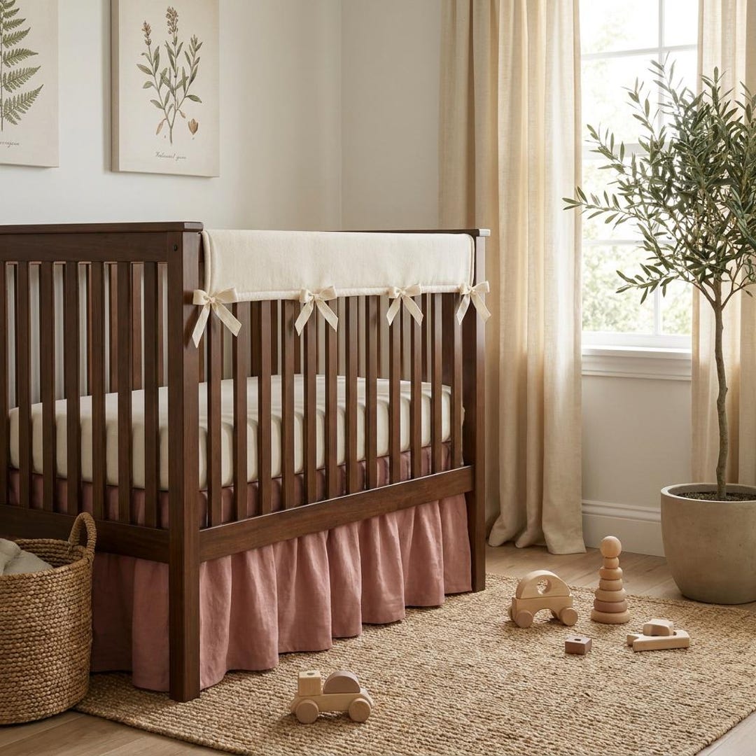 Custom Linen Blend Crib Skirt | Baby Bed Skirt | Baby Girl Nursery ...