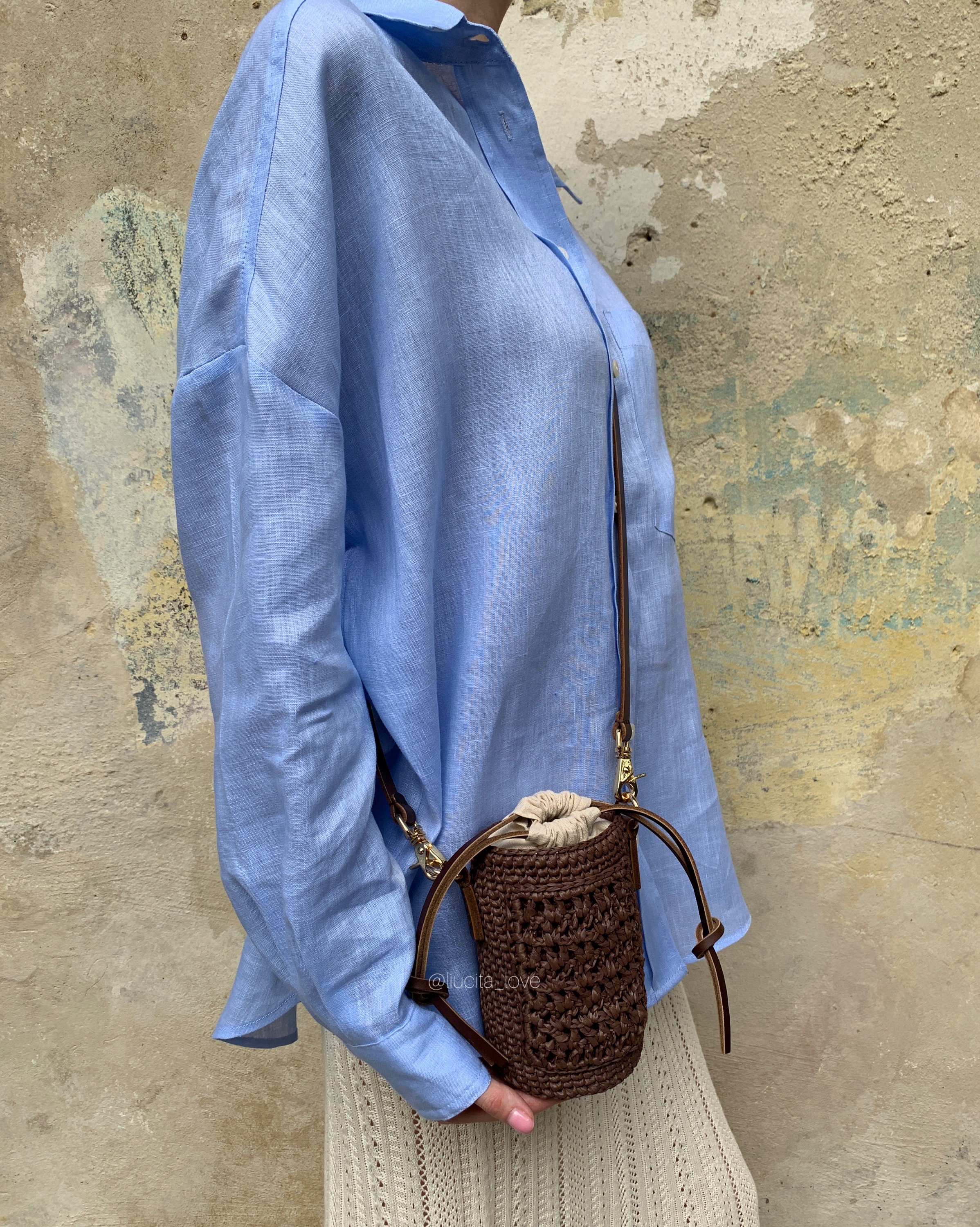 Chocolate Brown Raffia Mini-bag, Crochet Straw Bag, Country Style ...