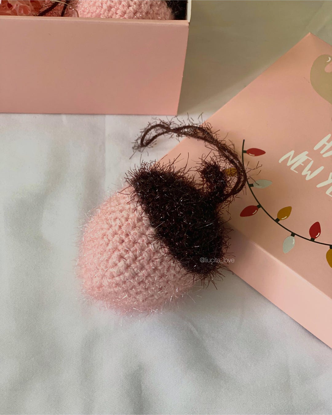 Shiny Pink Acorn Christmas Ornaments, Custom Crochet Ornaments, Home ...