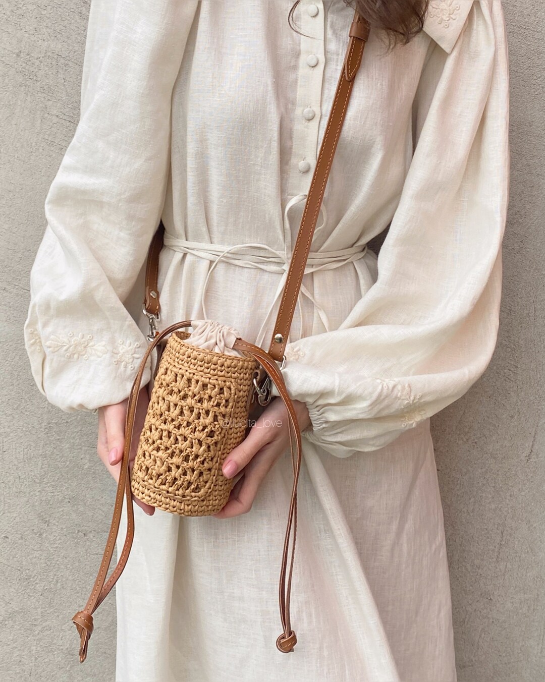 Beautiful Raffia Mini Bag, Crochet Cellphone Bag, Raffia Crossbody ...