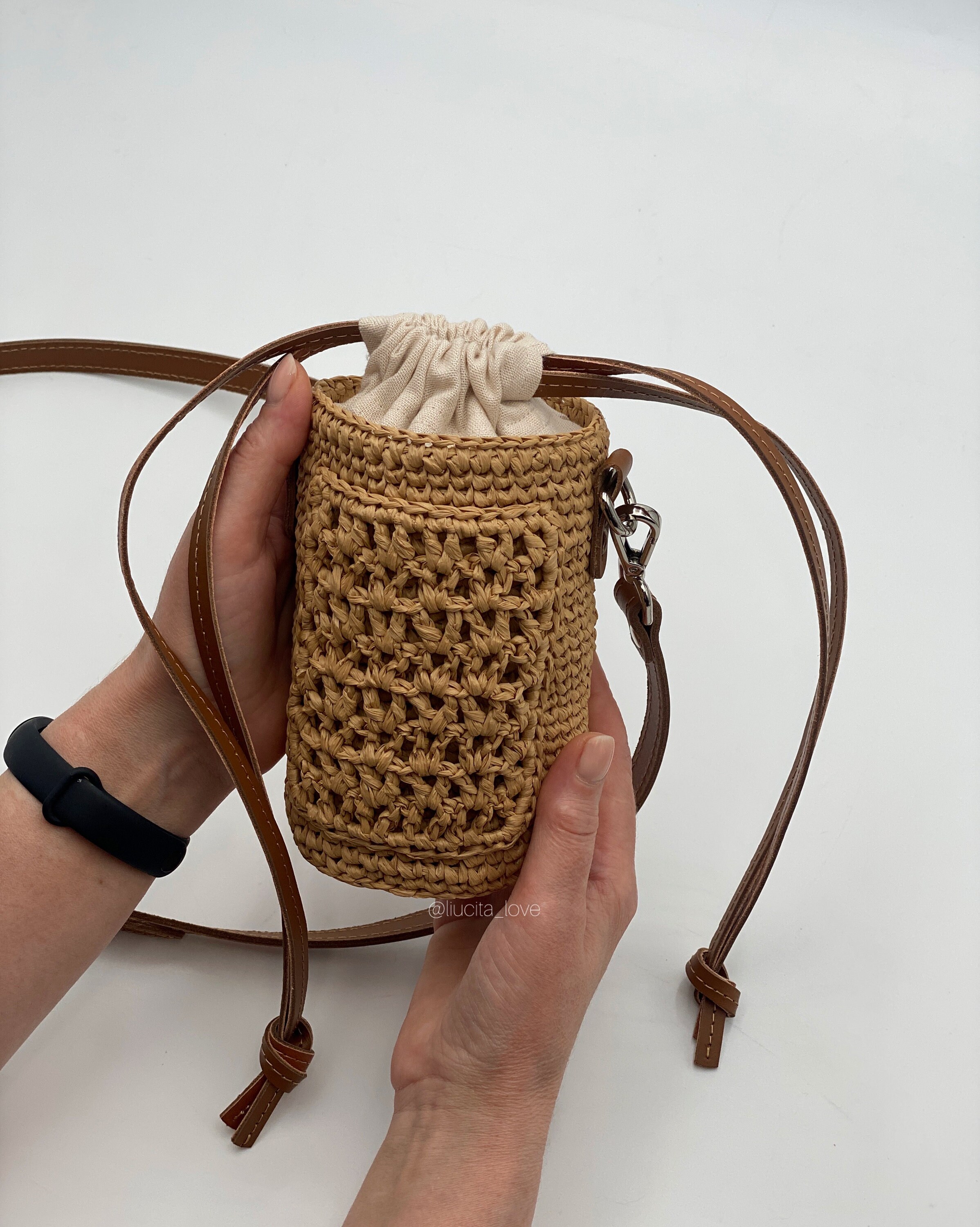 Beautiful Raffia Mini Bag, Crochet Cellphone Bag, Raffia Crossbody ...